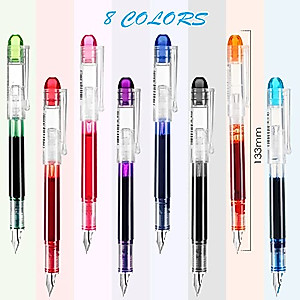 40 Pack Disposable Fountain Pens Set, Colored Ink Extra Fine Nib Classic Design Large Capacity Calligraphy Pens for Journaling, Office Supplies for Sketching, Writing