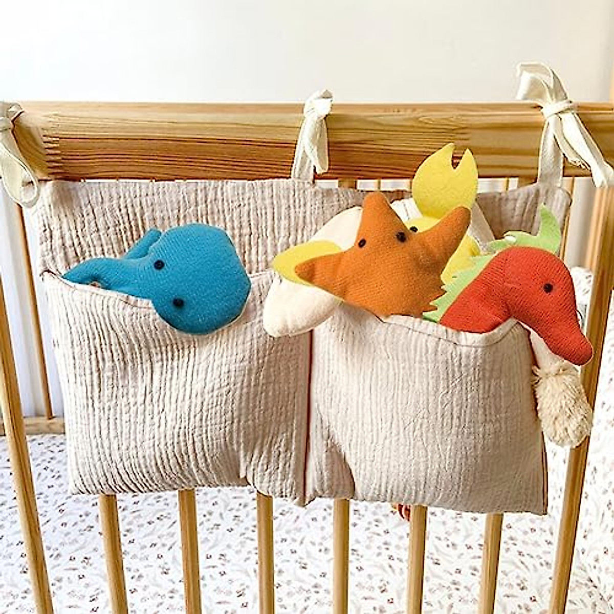 Green Diaper Caddy Organizer Diaper Stacker Baby Crib Hanging Pocket with Straps Classified Storage Bag Organizer for Nursery Diapers Wipes Baby Essentials