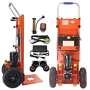 NPLJIKE Electric Stair Climbing Hand Trucks Cart Easy Up/Down with Solid Rubber Tires, 1200 W 880lb Max Load for Moving Warehouse Logistics Distribution 24Ah (Orange)