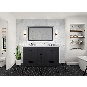 Bell+Modern Tybee 60 in. W x 22 in. D Espresso Double Bath Vanity, Carrara Marble Top and 58 in. Mirror