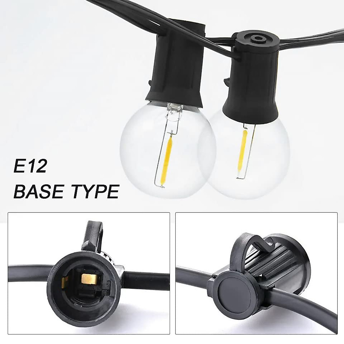 Jslinter 25Pack G40 LED String Light Bulbs Replacement, 1W(11W Equivalent), 60LM, 2200K Warm White, Shatterproof, E12 Screw Base, Vintage Edison Bulbs for Patio Garden