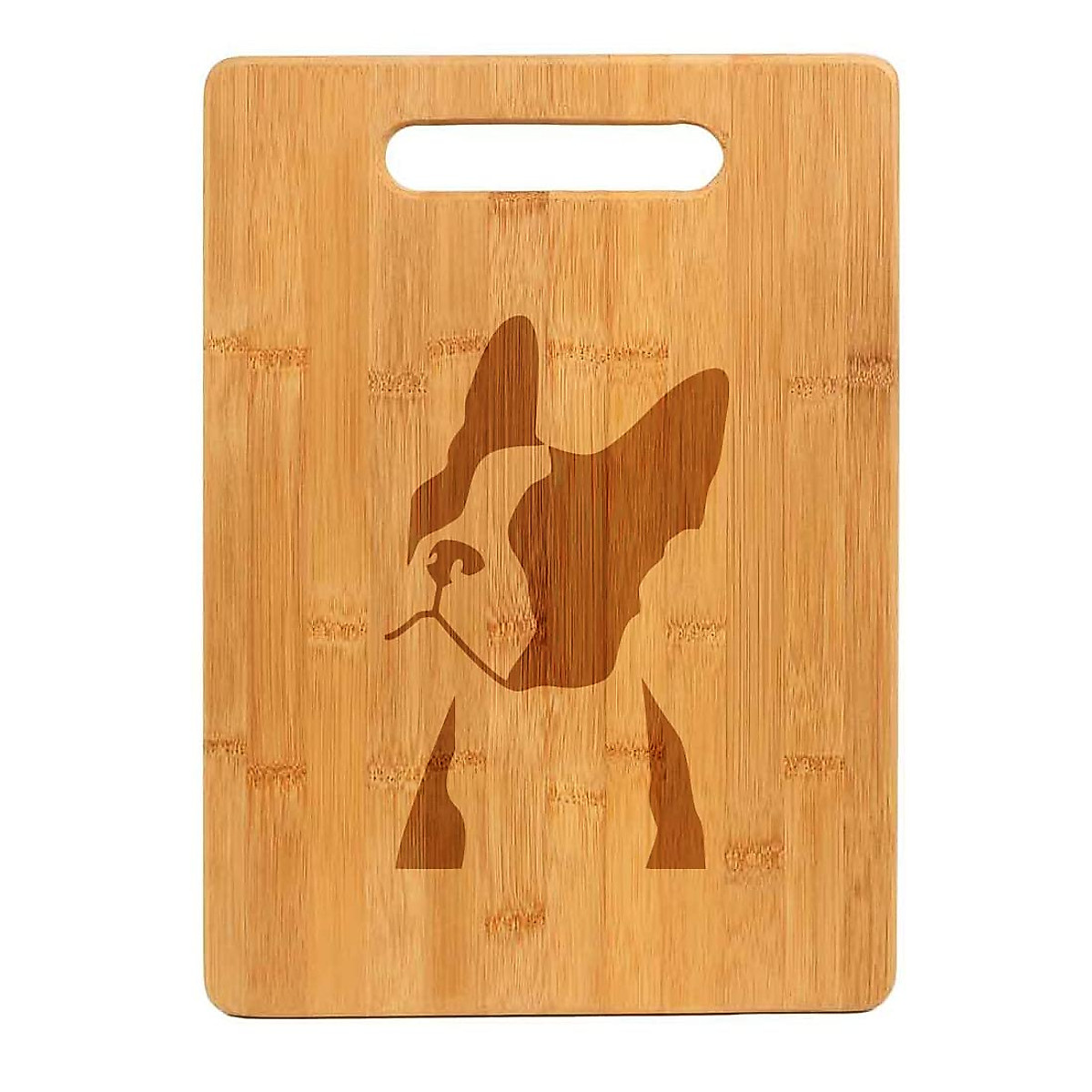 Bamboo Wood Cutting Board Boston Terrier Face