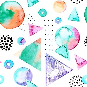 ReWallpaper 17.5in x 23ft Colorful Geometric Wallpaper Peel and Stick Wallpaper Watercolor Removable Vinyl Wallpaper for Bedroom Cabinets Kids Classroom Stick on Wallpaper Self Adhesive Contact Paper