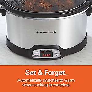 Hamilton Beach 8 Quart Programmable Slow Cooker with Three Temperature Settings, Dishwasher Safe Crock and Lid, Silver (33480)