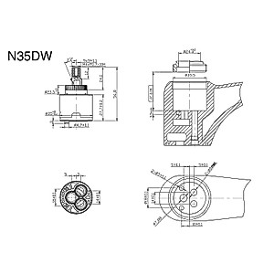 Ousun 35mm Ceramic Faucet Cartridge, N35DW Set of 5, Replacement for Single Handle Kitchen Basin Shower Faucet Part