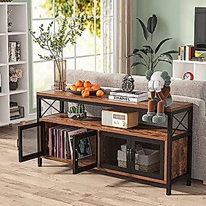 Tribesigns Buffets & Sideboards Buffet Table Bar Cabinet with 4 Mesh Doors, Farmhouse Buffet Cabinet Bar Sideboard with Storage Open Shelf, Wood Kitchen Buffet Storage Cabinet for Dining Room