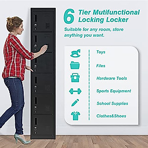INTERGREAT Metal Locker for Office Storage Locker Employees Locker for School Gym Lockers Corridor Locker 6 Tier 6 Door