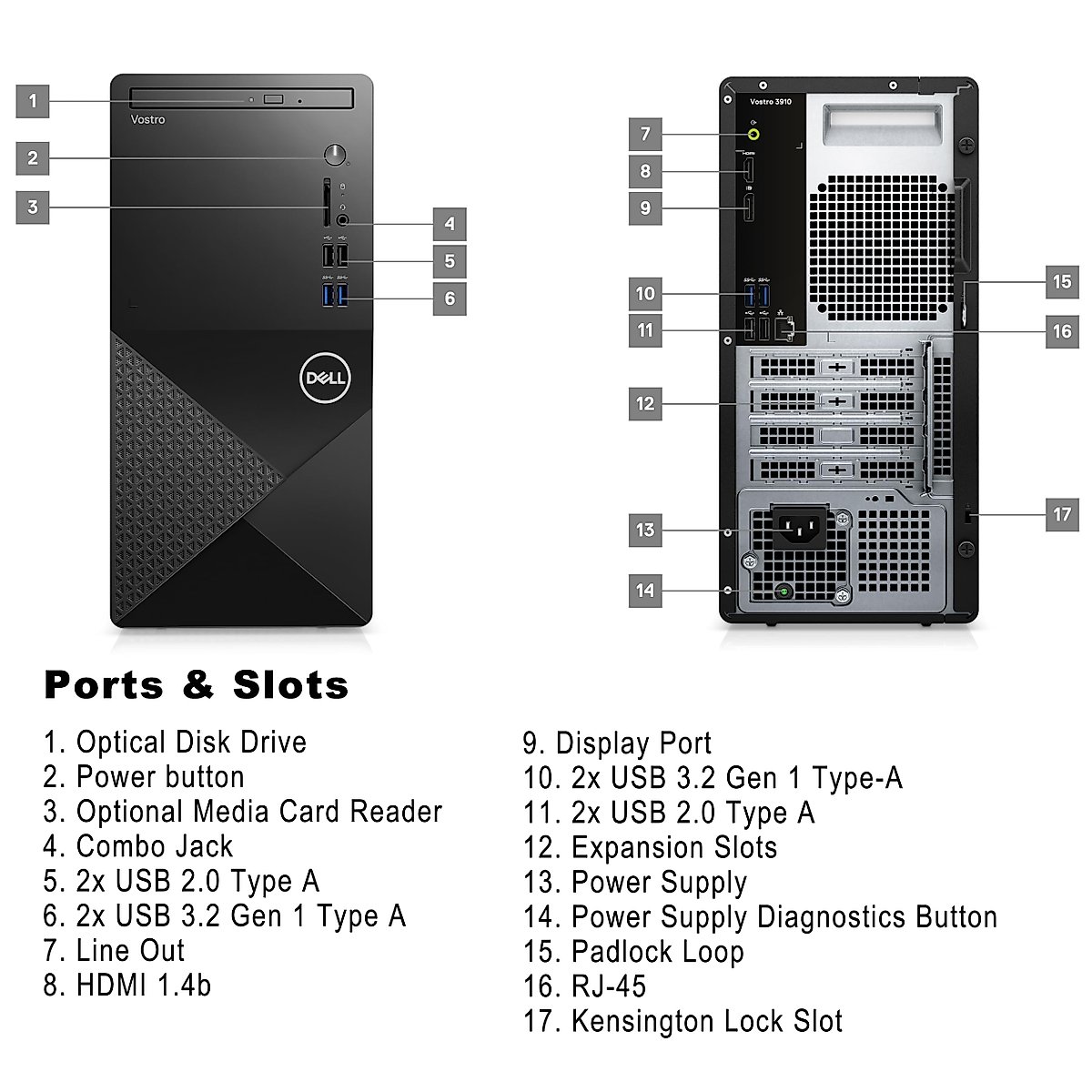 Dell 2023 Vostro 3910 Full Size Tower Business Desktop, 12th Gen Intel 12-Core i7-12700 up to 4.9GHz, 32GB DDR4 RAM, 1TB PCIe SSD, AC WiFi, Bluetooth 5.0, Keyboard & Mouse, Windows 11 Pro