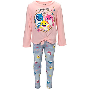 Pinkfong Baby Shark Daddy Mommy Baby Girls T-Shirt Legging Blue/Pink 18-24 Months