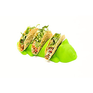 Jarratt Industries Fiesta Taco Holder TacoCat Stand Up Holders, Perfect Plate Stand for Soft and Hard Shell Tacos, Use for Taco Tuesdays and Taco Bar, Microwave and Oven Safe, Green