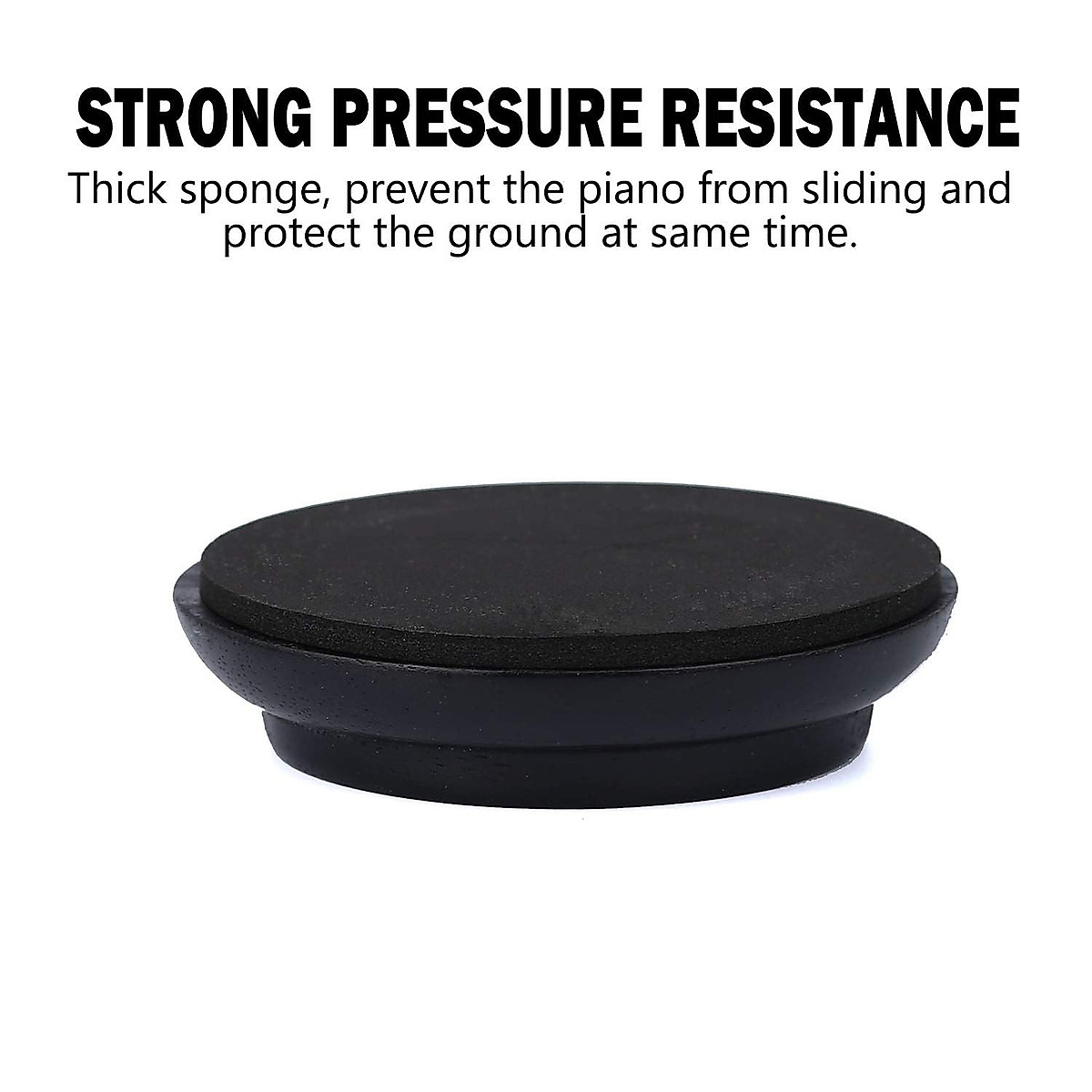 FameFame Solid Wood Piano Caster Piano Leg Floor Protectors, 3-Pack Grand Piano Caster Cups with Non-Slip & Anti-Noise Foam (Black)