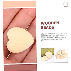 SHOWERORO 50pcs Wood Heart Beads Decoration Heart Shape DIY Bracelet Beads Valentine's Day Craft Materials