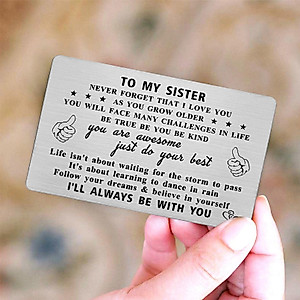 Resdink Sister Gifts from Brother, Best Sister Birthday Card, Engraved Wallet Card for Big Sister, Personalized Christmas Graduation Card to My Favorite Sister, I Love You Sister Gift Ideas, Little