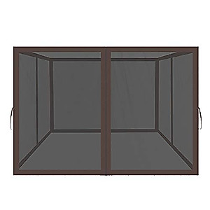 EasyLee Universal 10x 10 Gazebo Replacement Mosquito Netting, 4-Panel Netting Walls for Patio with Zippers (Brown)
