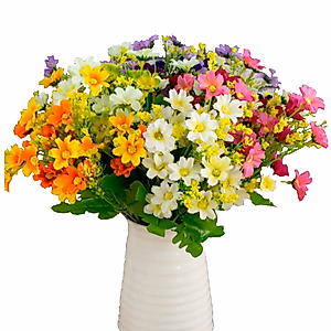 YEYSXSY Artificial Flowers Indoor Faux Silk Daisy Fake Flowers Greenery Shrubs Outdoor Plants for Hanging Planter Home Garden Wedding Porch Window Decorating 6Pcs