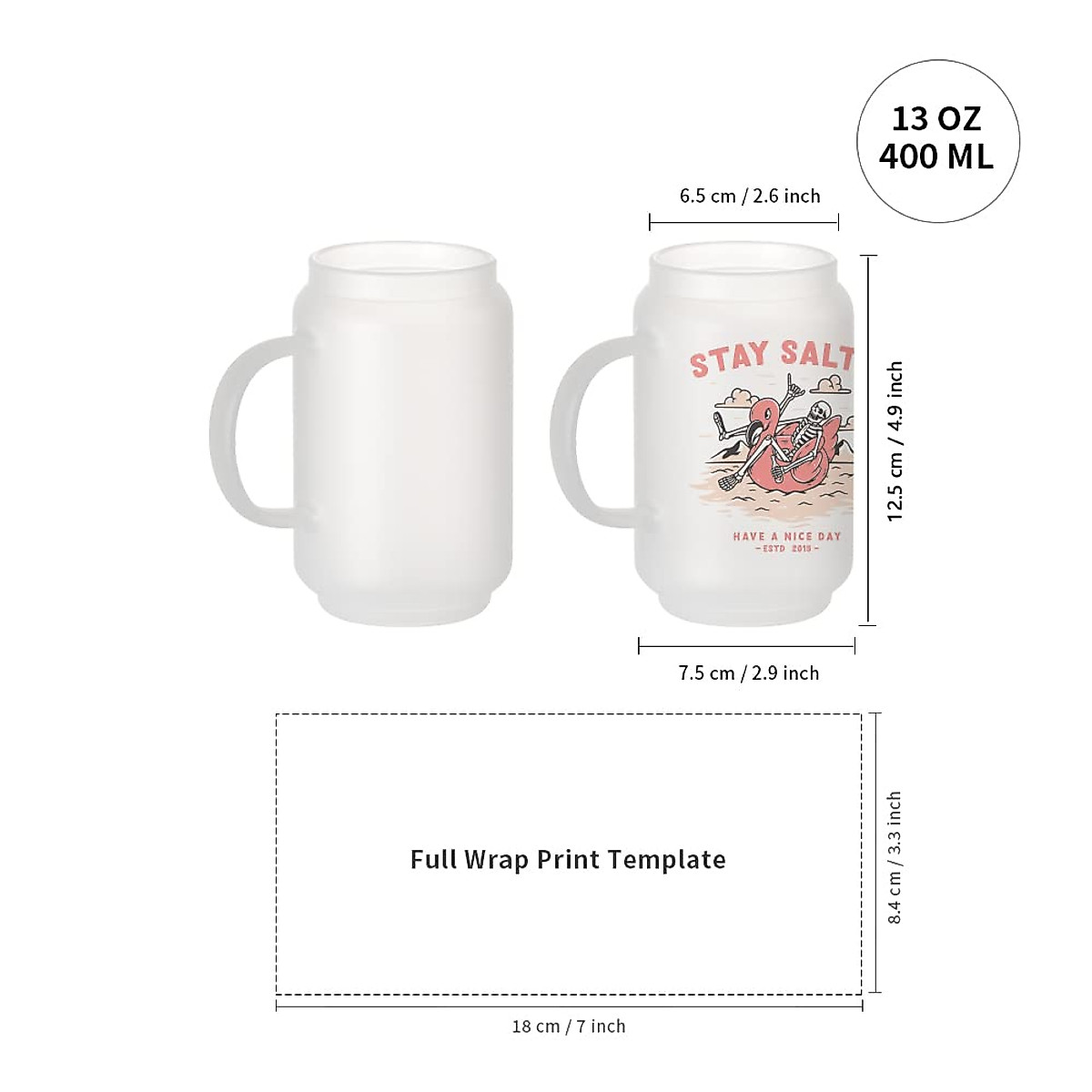 PYD Life Sublimation Glass Blanks Can Beer Kids Mug Frosted with Handle 13 OZ Coffee Tea Cups Milk Glass Tumblers Cups Mugs without Lid for Tumbler Mug Heat Press 4 Pack
