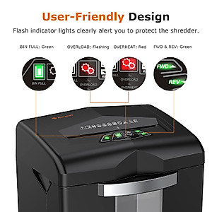 Bonsaii Heavy Duty Paper Shredder - 20 Sheets, 40 Min Continuous Shred, P-4 Security, Crosscut, Anti-Jam, CD/Credit Card/Staple Safe, 7 Gal Bin, Commercial Use C144-D