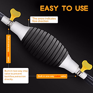 UGSHY 1 PC Car Gasoline Oil Pump, Manual Siphon Large Flow Gasoline Diesel Portable Oil Pump with 6.5Ft/2m Fuel Transfer Pump Tube 1 Air Bag 2 Metal Clamps, Universal for Most Car Accessories (White)