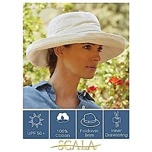 Scala Women's Cotton Hat with Inner Drawstring and Upf 50+ Rating,Coral Rose,One Size