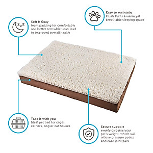 Orthopedic Pet Bed Foam-Mattress for Dogs & Cats - Quilted Rectangular Fits Crate Carrier - Medium 30 Long x 20 Wide