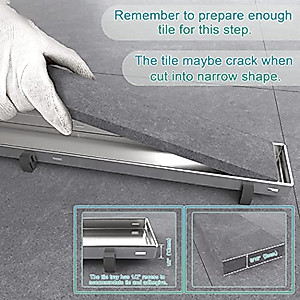 SR SUN RISE 24 Inch Linear Shower Floor Drain with Extra PVC Shower Drain Base, Rectangle Shower Drain with Tile Insert Grate and Hair Strainer Adjustable Leveling Feet, Brushed 304 Stainless Finished