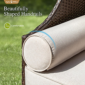 Sophia & William Outdoor Couch Egg Lounge Chair - Wicker Sofa for Patio with Removable Canopy, Rattan Single Sofa with High Backrest and Anti-Slip Cushions