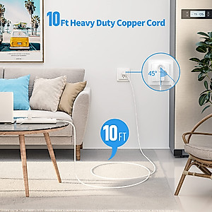 Power Strip, Bototek Surge Protector with 10 AC Outlets and 4 USB Ports,1875W/15A, 2100 Joules, 10 Feet Long Extension Cord for Home, Office, Dorm Essentials, 2100 Joules, ETL Listed- White