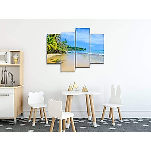 4 Panels Canvas paintings - Paradise Tropical Island Bocas del Toro Island Colon - Wall Art modern Posters Framed Ready to Hang for Home Wall Decor