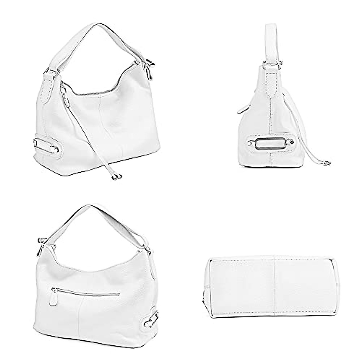 zency 6 Colors Fashion 100% Genuine Leather Women Shoulder Bag OL Style Handbag Lady Casual Tote (White)