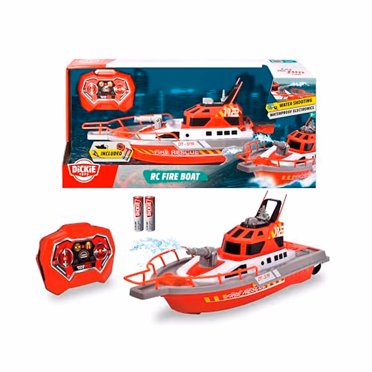 DICKIE TOYS - 15" RC Rescue Boat with Working Water Pump