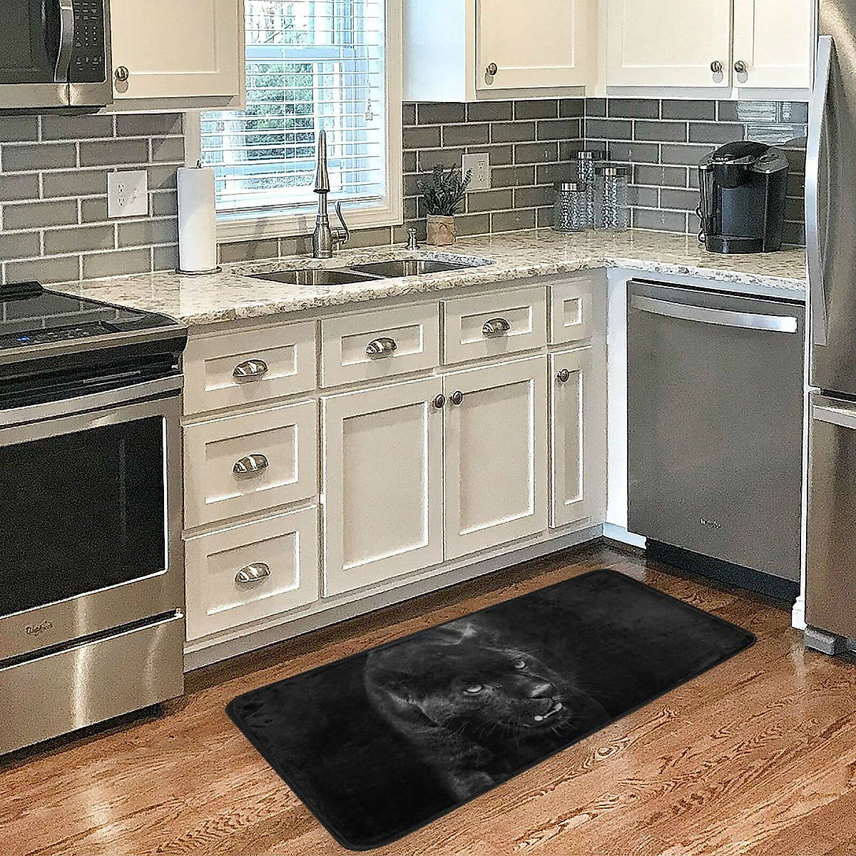 Kitchen Rugs Runner Black Panther in Dark Doormat Bath Rugs Non Slip Area Rugs for Bathroom Kitchen Indoor 39" X 20"