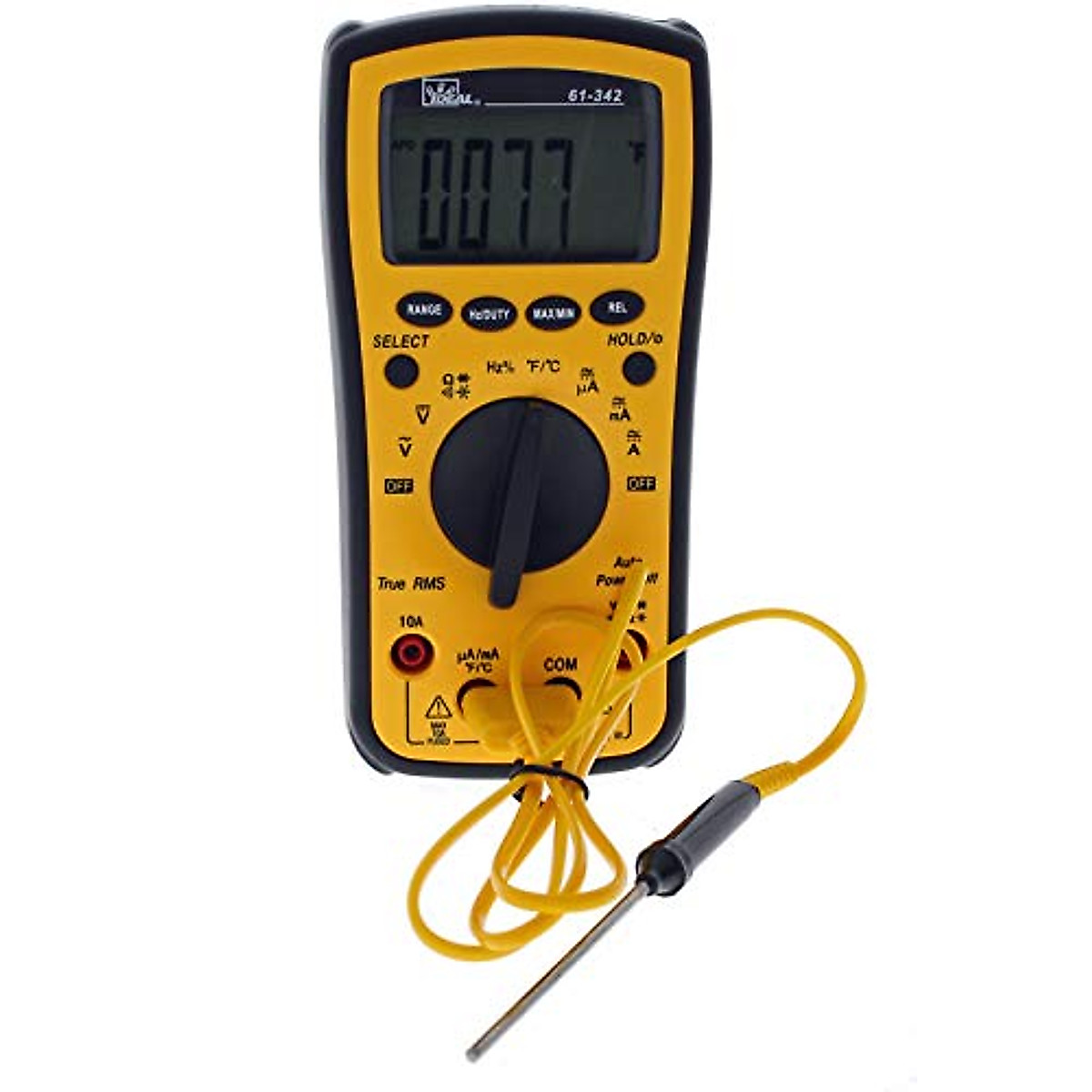 IDEAL INDUSTRIES INC. 61-342 Test-Pro Digital Multi-Meter with TRMS, Temp, Cap, Hz, Backlight, CATIII for 600v, Yellow