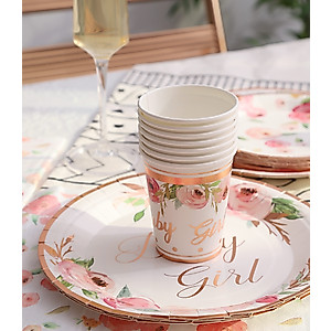 Rose Gold Baby Shower Plates and Napkins Girl - Serves 16 - Floral Baby Shower Decorations for Girl Baby Shower Favor Decor Party Supplies