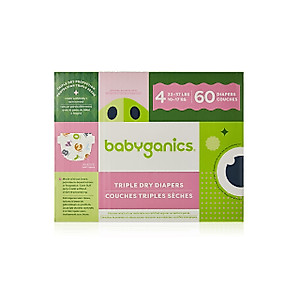 Babyganics Diapers, Size 4, 60 ct, Ultra Absorbent Diapers