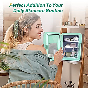 CROWNFUL Multifunctional Mini Fridge, 10 Liter/12 Can Portable Cooler and Warmer Personal Fridge for Skin Care, Food, Medications, Plugs for Home Outlet & 12V Car Charger Included, ETL Listed