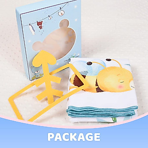 CHILDREN'S GANG Baby Boy Monthly Milestone Blanket, 60"x40" Baby Girl Month Blanket, Newborn Baby Shower Photography Backdrop Blanket with Floral Wreath + Frames (Bee)