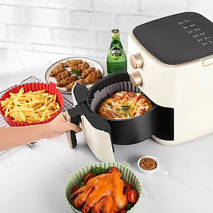 Air Fryer Silicone Liners 3pcs 7.9 Inch Round Air Fryer Silicone Basket 3 to 6QT Reusable Air Fryer Bowls for Flammable Parchment Liner Air Fryer Basket, BPA-free, Heat Resistant, Nonstick