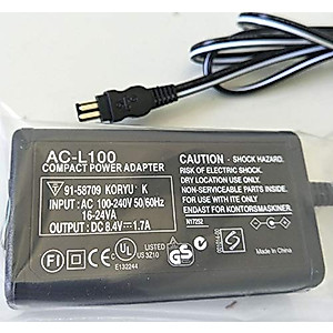 AC-L100 AC Power Supply Adapter, Replacement for Sony AC-L10A, AC-L10B, AC-L10C AC-L15A/B AC-L100C,for Sony Handycam CCD-TRV77 CCD-TRV88 CCD-TRV9X DCR-TRV6E MVC-FD Cameras