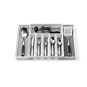 Expandable Cutlery Drawer Organizer, Flatware Drawer Tray for Silverware, Serving Utensils, Multi-Purpose Storage for Kitchen, Office, Bathroom Supplies