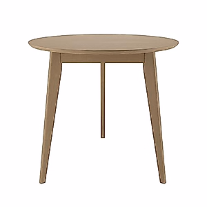 DAIVA CASA Orion Light 31 inch 3 Legs Round Table for 3 Person - Birch Solid Wood Kitchen & Dining Room Furniture - Mid Century Modern Scandinavian Style – Brown Table for Small Space