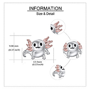 YAFEINI Axolotl Stud Earrings Sterling Silver Sea Creature Stud Earrings Tiny Earrings Animal Lover Cute Jewelry Gift