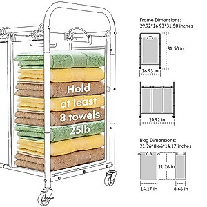 ROMOON Laundry Sorter, Laundry Hamper 3 Section with Heavy Duty Rolling Lockable Wheels, Laundry Basket Organizer with Removable Bags for Dirty Clothes Storage, Grey