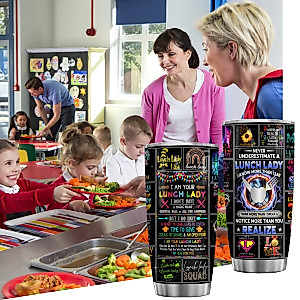 4LIEUBASMI Lunch Lady Tumbler 20 oz, Lunch Hero Day Mug Cup, Cafeteria Crew Appreciation Gift, Back to School or Christmas