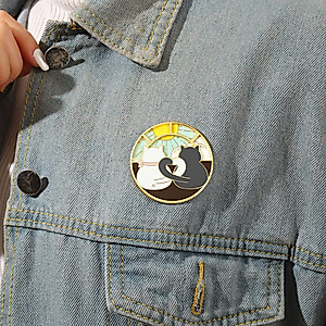 Spinner Anime Cat Enamel Pin - Rotatable Cute Couple Cats Alloy Metal Brooch Lapel Pins for Backpack Bag Jackets (spin cat pin)