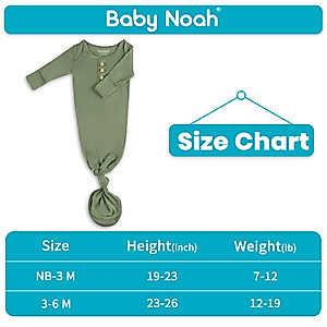 Newborn Baby Knotted Gown, Super Soft Silky Infant Long Sleeve Sleeper with Tie Bottom, Baby Girl and Boy Sleep Gown with Mittens, Bow, and Hat Set Army Green