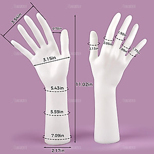 AUEAR, Female Mannequin Hand Display for Jewelry Holder Bracelet Necklace Ring Stand (White, 11"x7.3", 1 Pack)