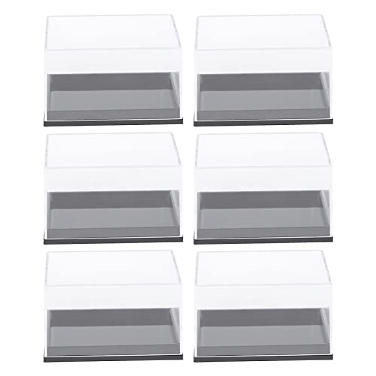 Cabilock 6pcs Transparent Plastic Boxes Natural Rough Mineral Specimen Display Cases Countertop Boxes Cube Transparent Display Boxes Pop Figures Display Collectibles Mineral Specimen