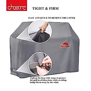Chooone 58 Inch Grill Cover, Heavy Duty Waterproof Barbecue Gas Grill Cover, Windproof, UV and Fade Resistant, 600D BBQ Grill Cover for Weber Brinkman Char-Broil and More, Grey Cover