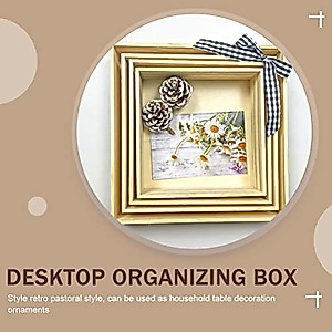 Zerodeko 4pcs Unfinished Wooden Box Stackable Rustic Wood Square Storage Organizer Container Craft Box for DIY Craft Collectibles Home Venue Desktop Drawer Decor Succulent Pot