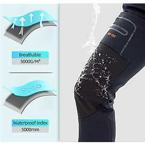 BenBoy Men's Snow Ski Outdoor Waterproof Windproof Fleece Cargo Hiking Pants,AN-SF1602M-Blue-S